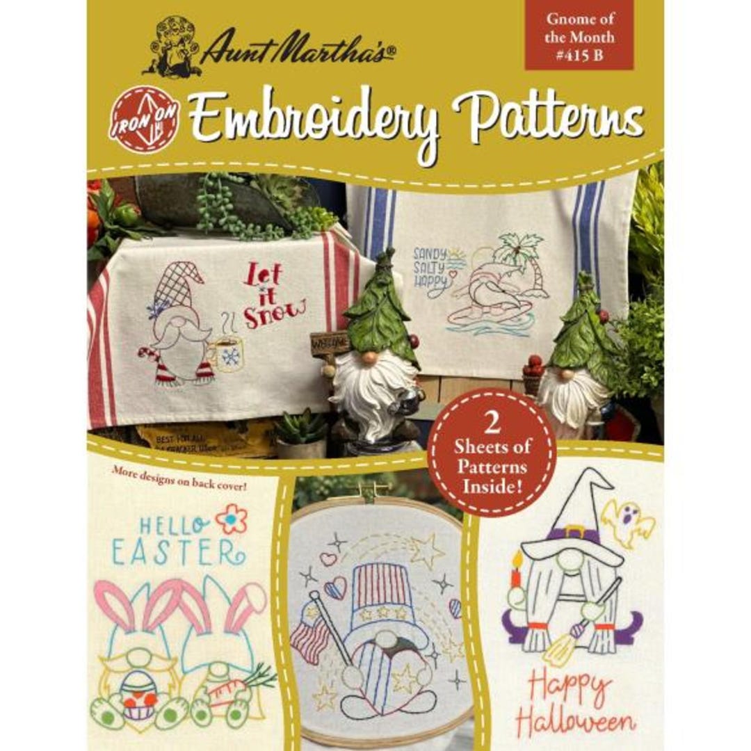 Aunt Martha's - Gnome of the Month - Iron-on Embroidery Patterns ...