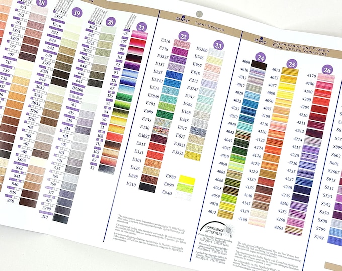 DMC Floss Color Chart Digital Download Complete Colors Variations ...