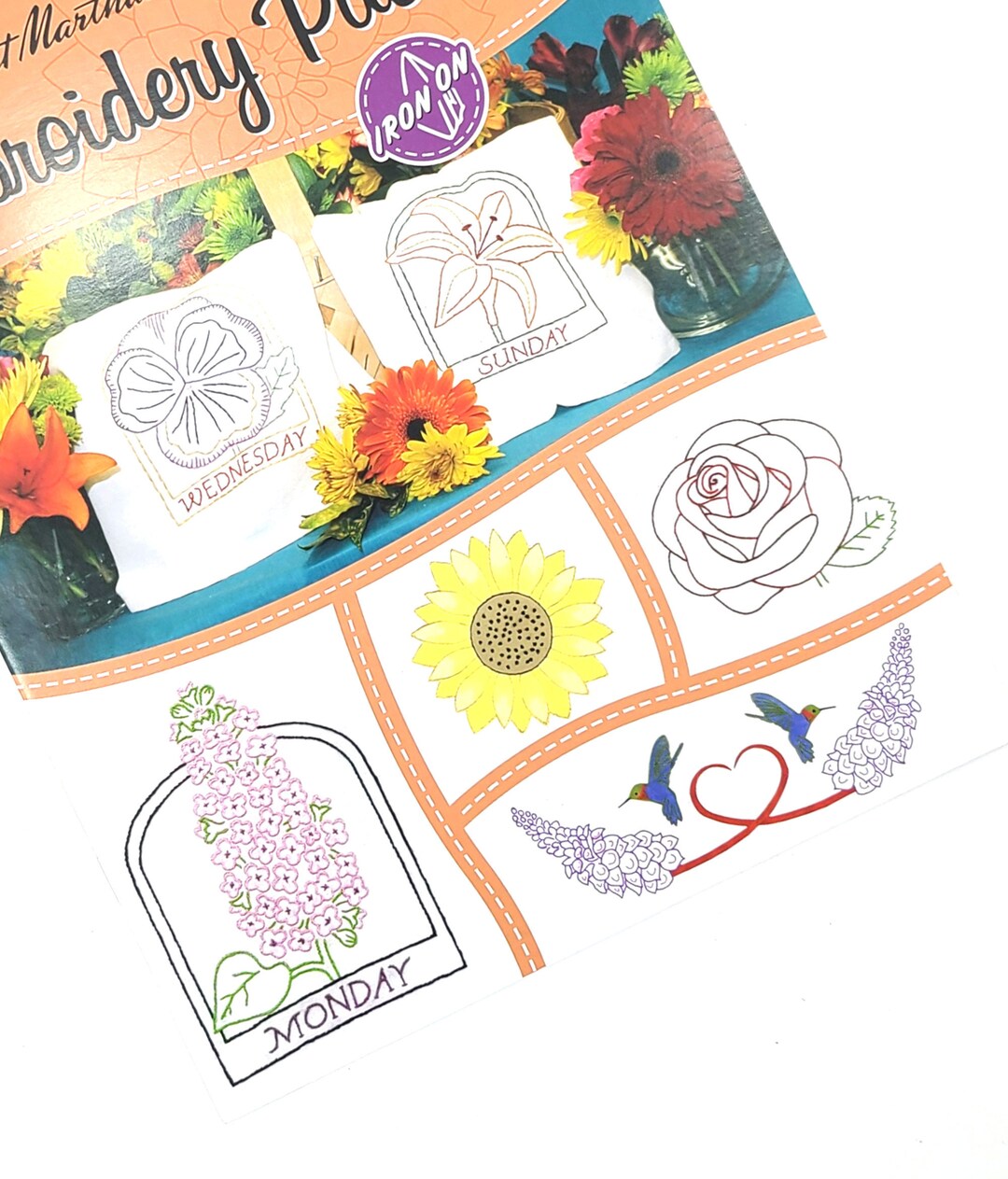 Aunt Martha's Book of Embroidery Patterns 410 Fanciful Flowers 8 Page ...
