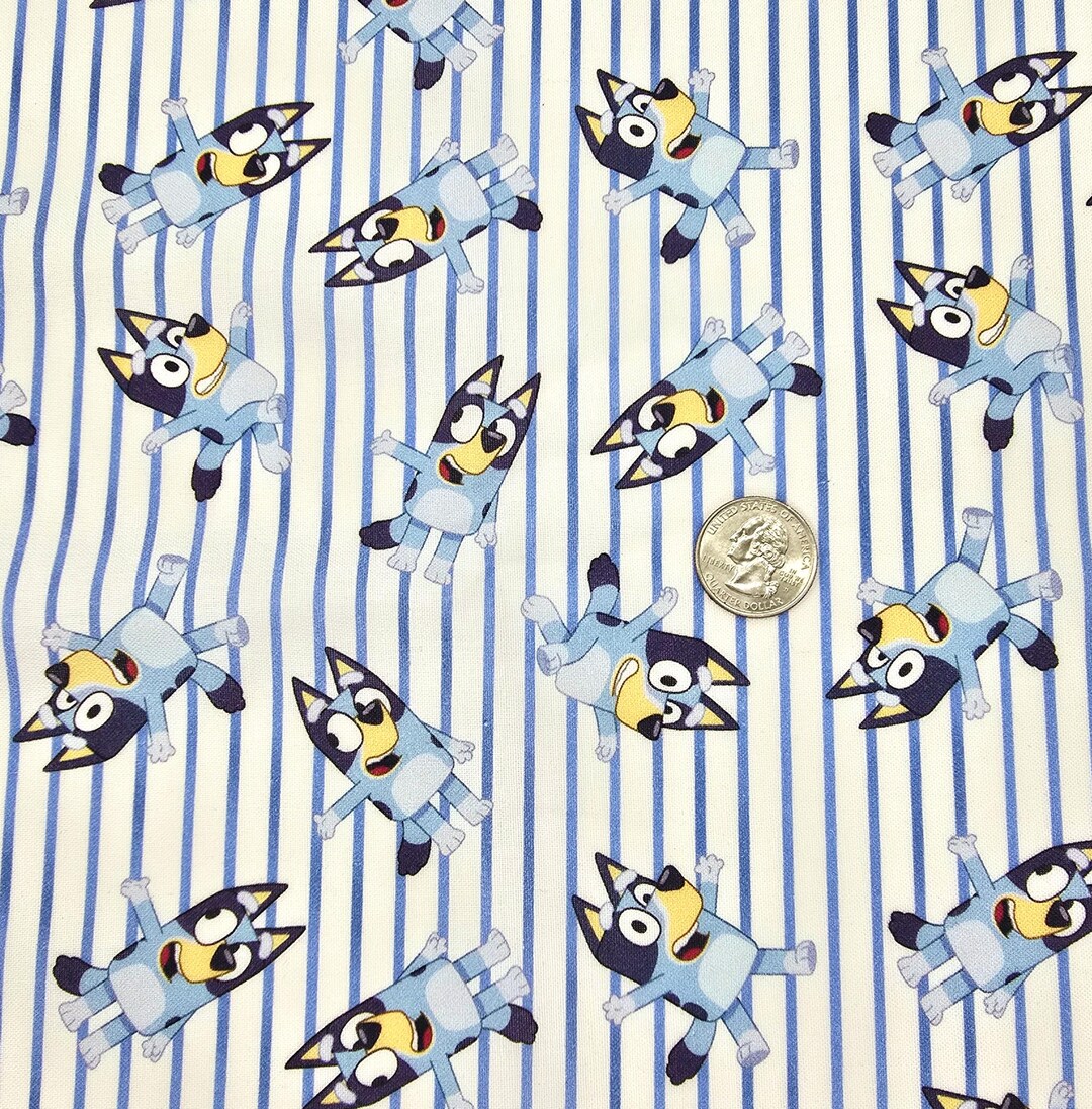 Bluey Bingo Stripe Cotton Fabric Blue - Etsy