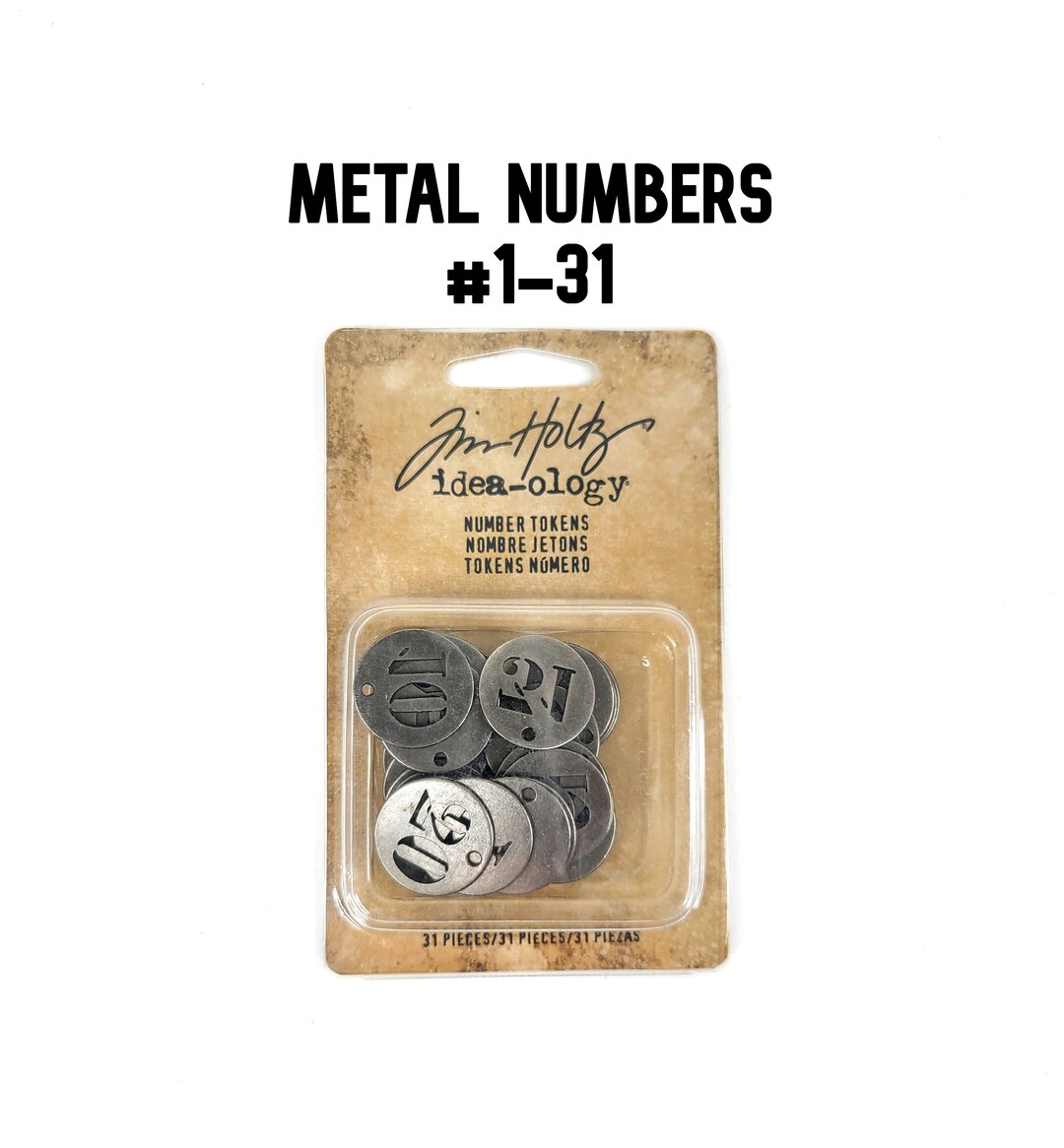 Metal Number Tokens - #1-31 - Tim Holtz - Idealogy - Metal Numbers ...