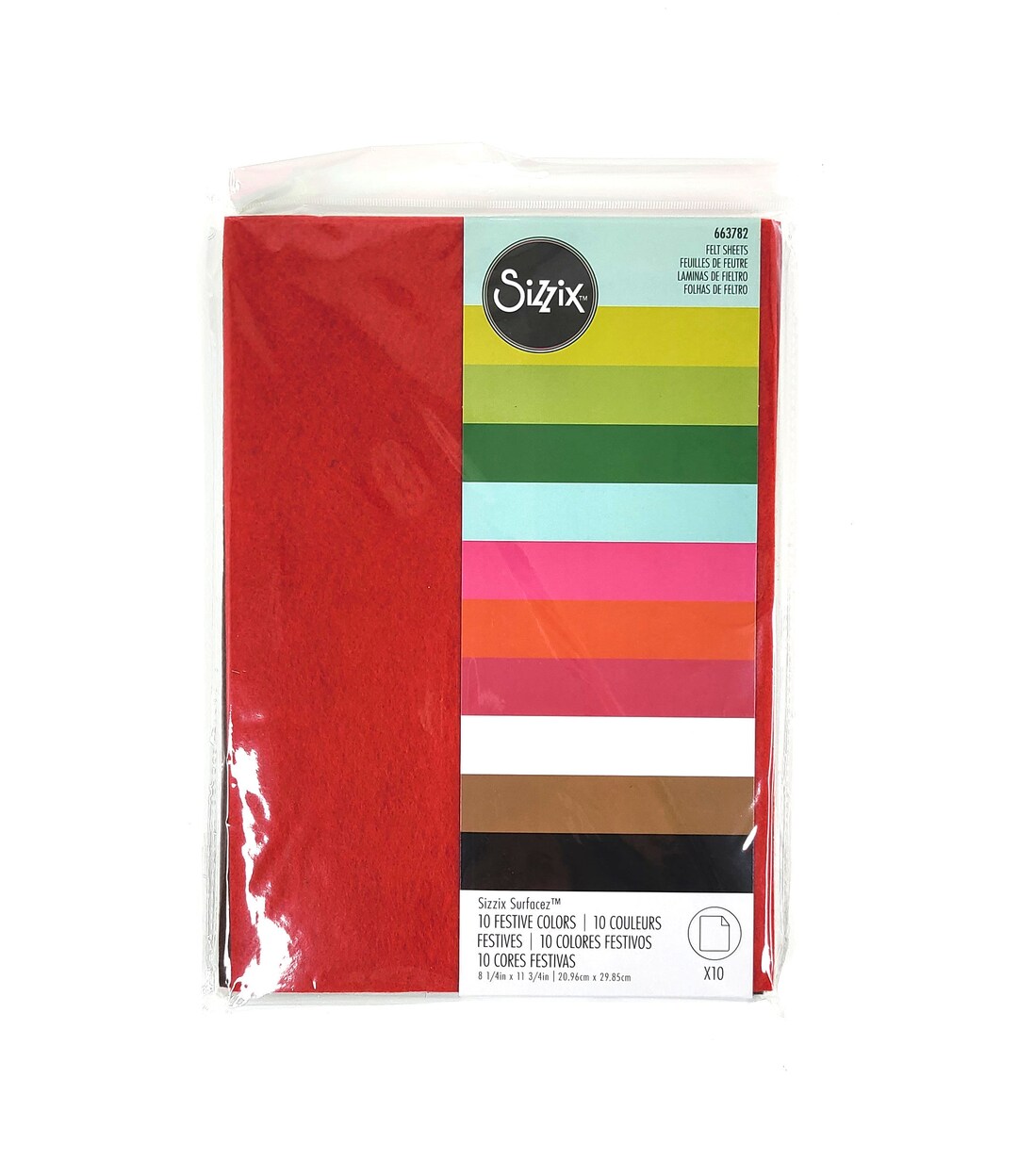 Felt - Sizzix 10 Felt Sheets Pack - Felt Sheets - Festive - Christmas ...