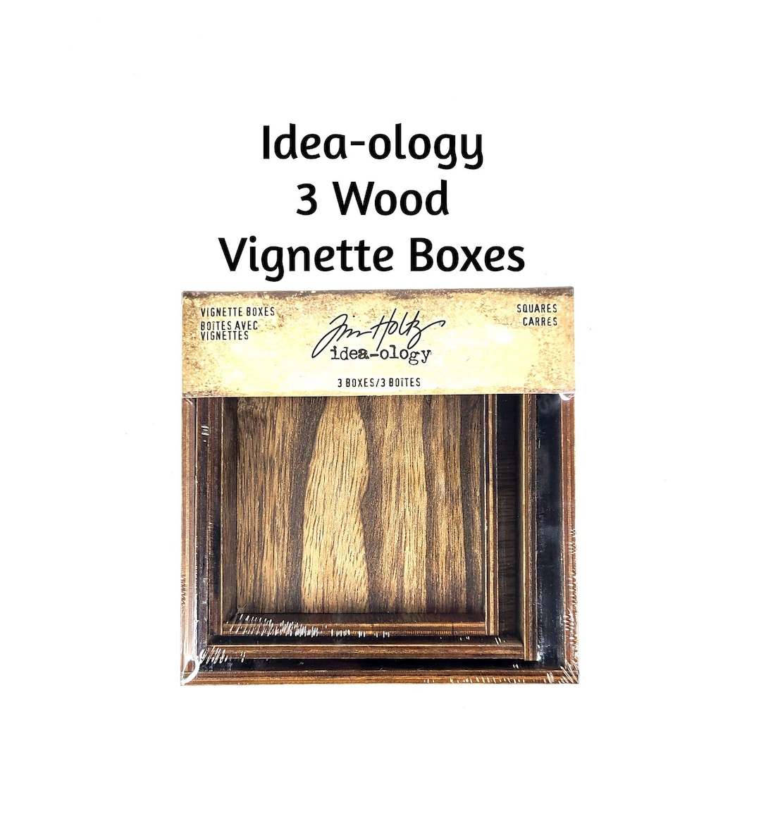 Wood Boxes - 3 Pack - Ideaology - Tim Holtz - 3 Square Boxes ...