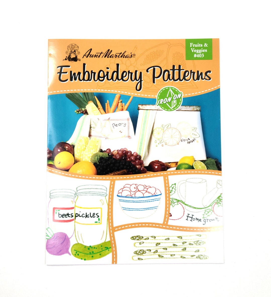 Aunt Martha's Book of Embroidery Patterns 403 Fruits & Veggies 8 Page ...