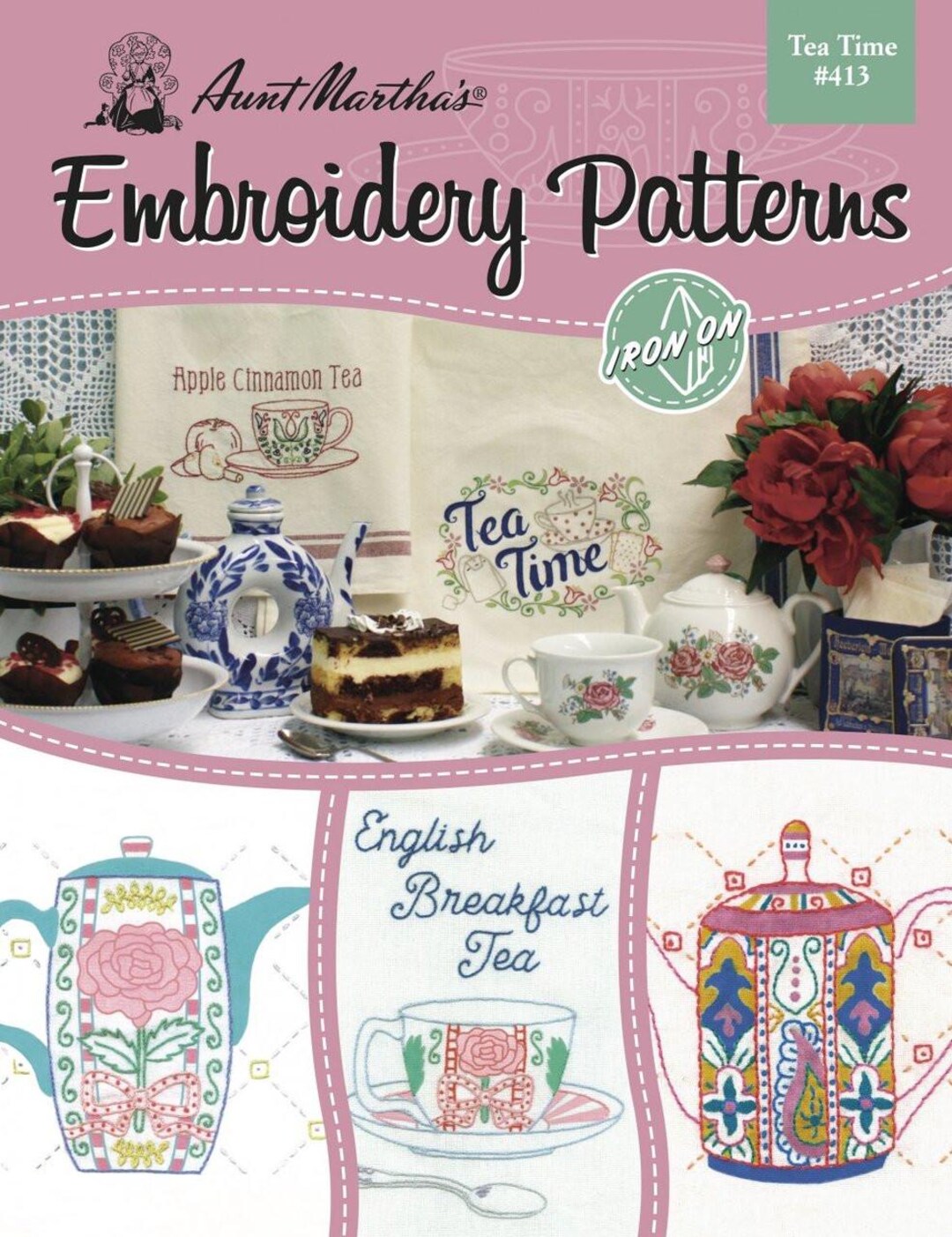 Aunt Martha's Book of Embroidery Patterns - #413 Tea Time - 8 Page Book ...