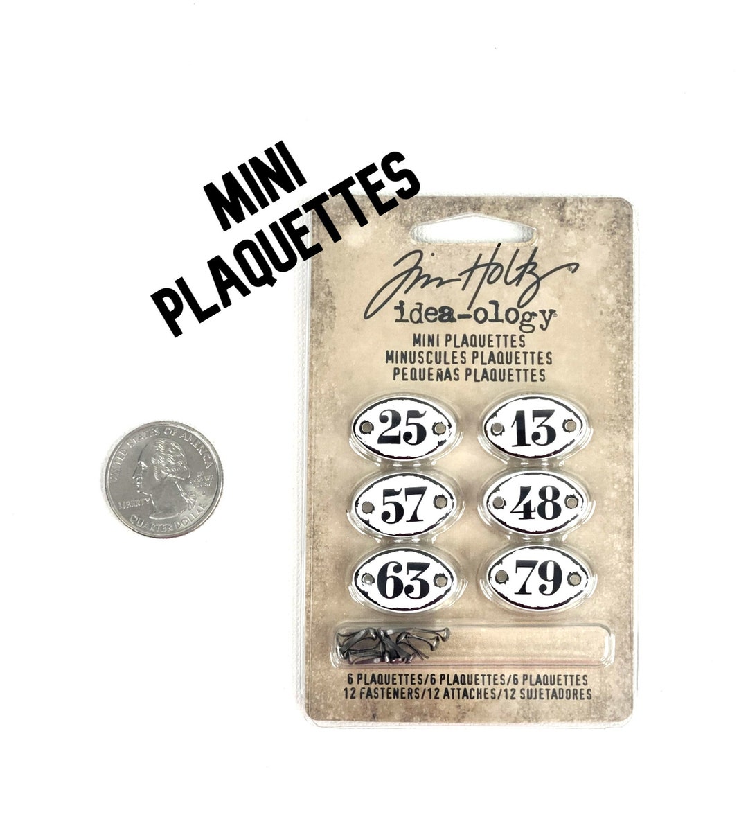 Mini Number Plaquettes - Metal Numbers - Tim Holtz - Idealogy - Etsy