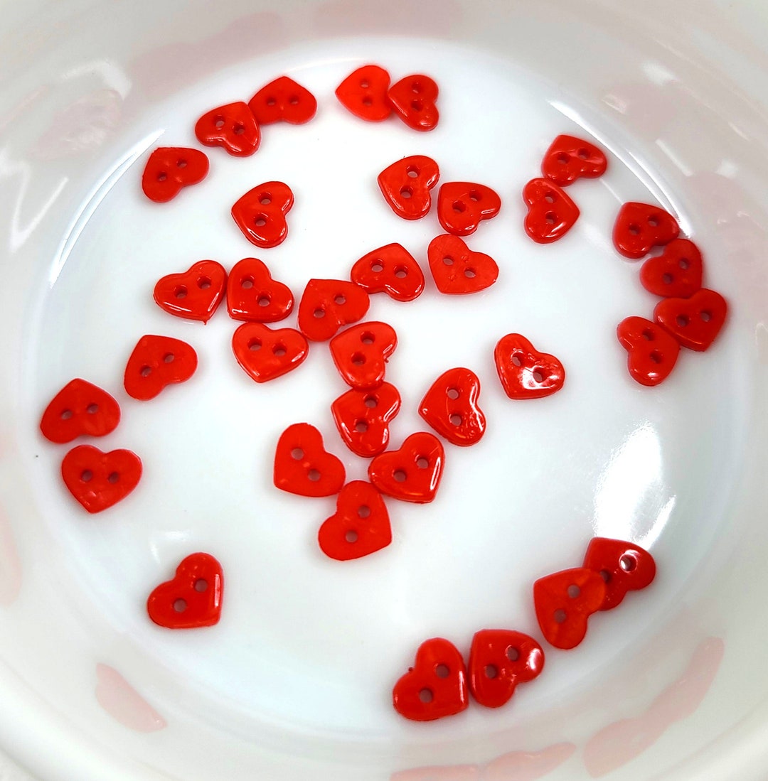 Mini Red Heart Buttons 7mm 2 Hole Red Hearts - Etsy