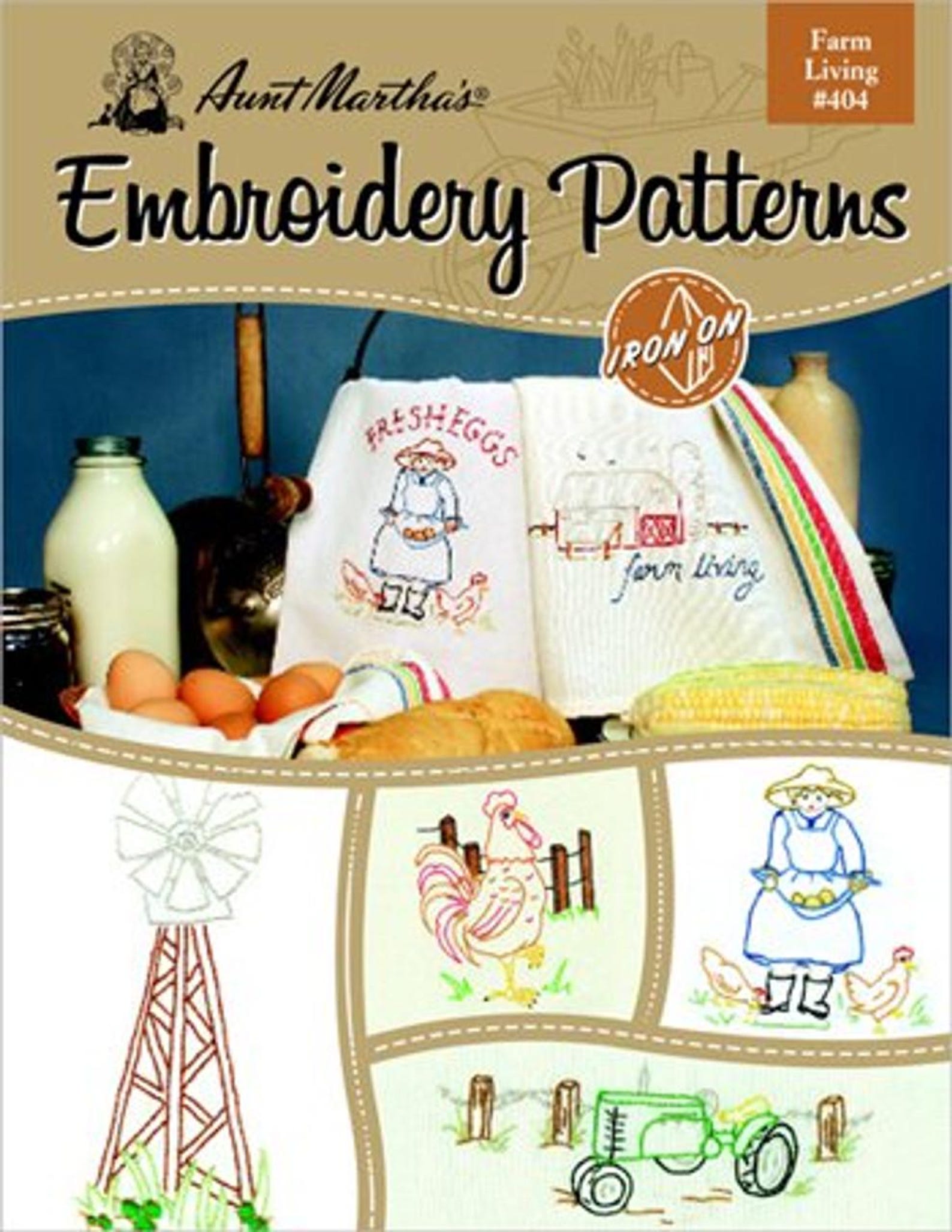 Aunt Martha's Book of Embroidery Patterns - #404 Farm Living - 8 Page ...