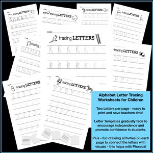 PRINTABLE Alphabet Letter Tracing Worksheets for School - Etsy