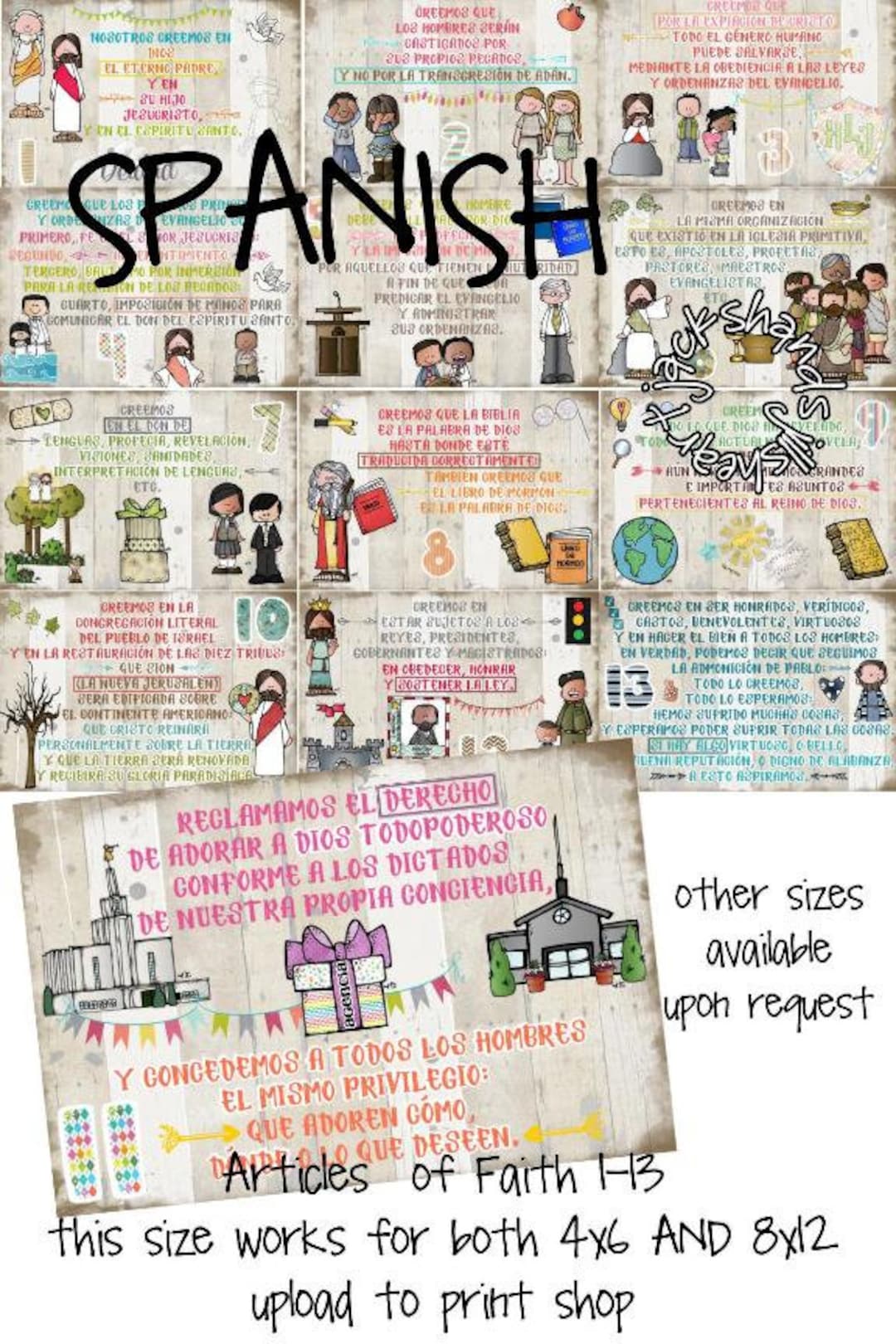 Articles of Faith in SPANISH 1-13 Poster Size 8x12 OR 4x6 - Etsy