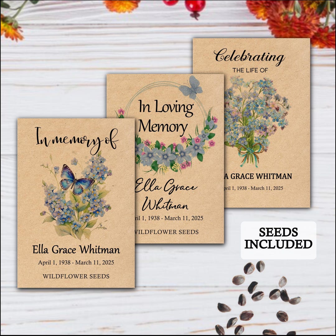 RUSH in Loving Memory Funeral Favors for Guests/custom Memorial Seed ...