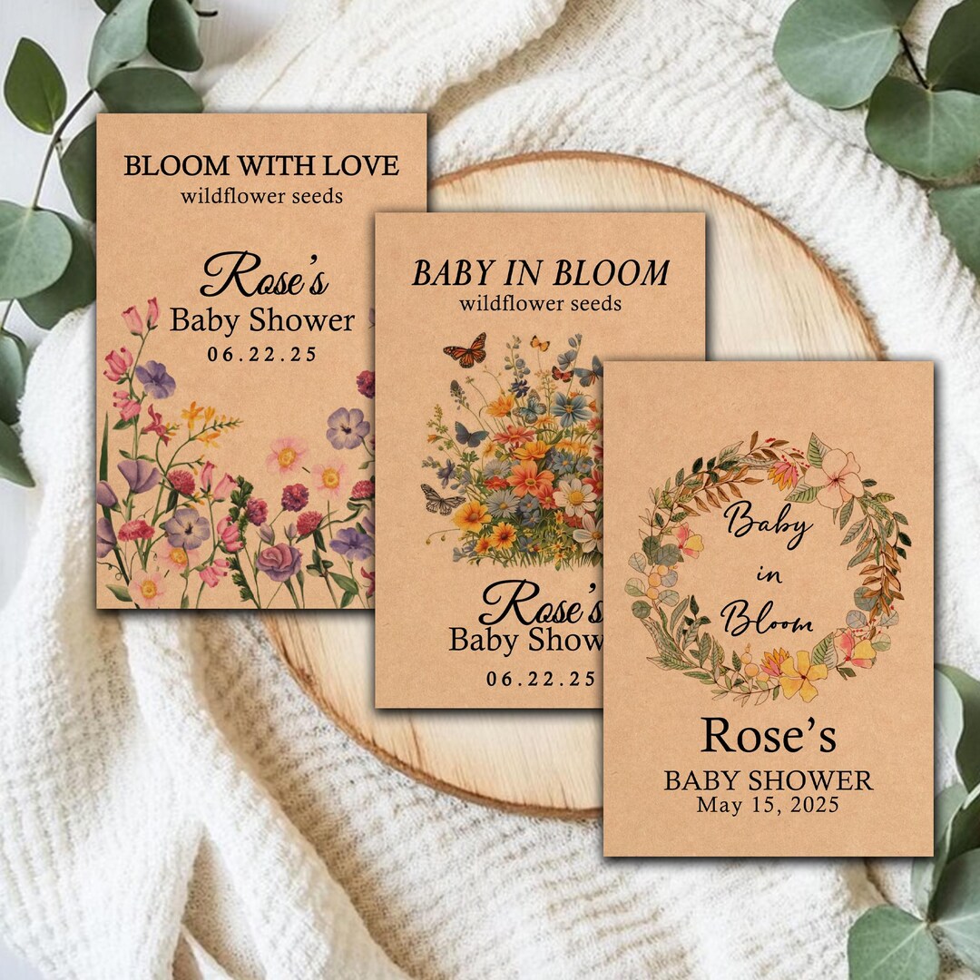 Baby in Bloom Seed Packets/personalized Baby Shower Seed Packets ...