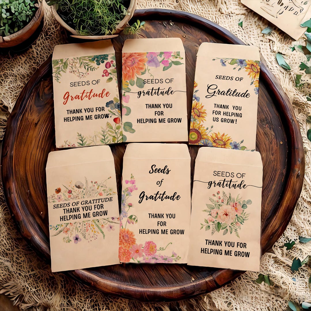 Thanks Seeds Favor/custom Gratitude Seed Packets/teacher's Day Gifts ...