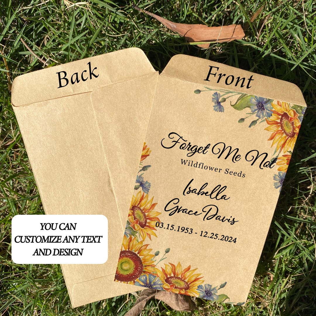 Personalized Forget Me Not Seed Packets: Memorial Celebration of Life ...