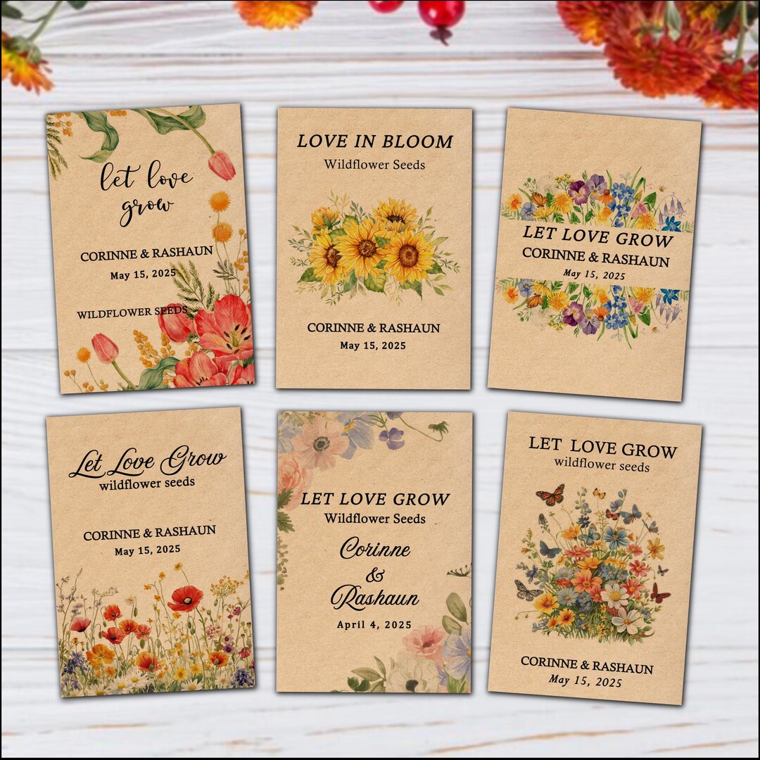 LET LOVE GROW Wedding Seed Packets Thank You Favor/mixed Seeds Included ...