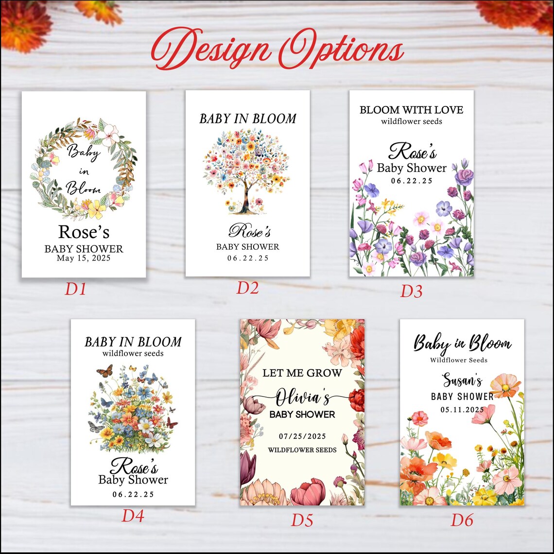 Personalized Baby Shower Seed Packets: Wildflower Favor - Etsy