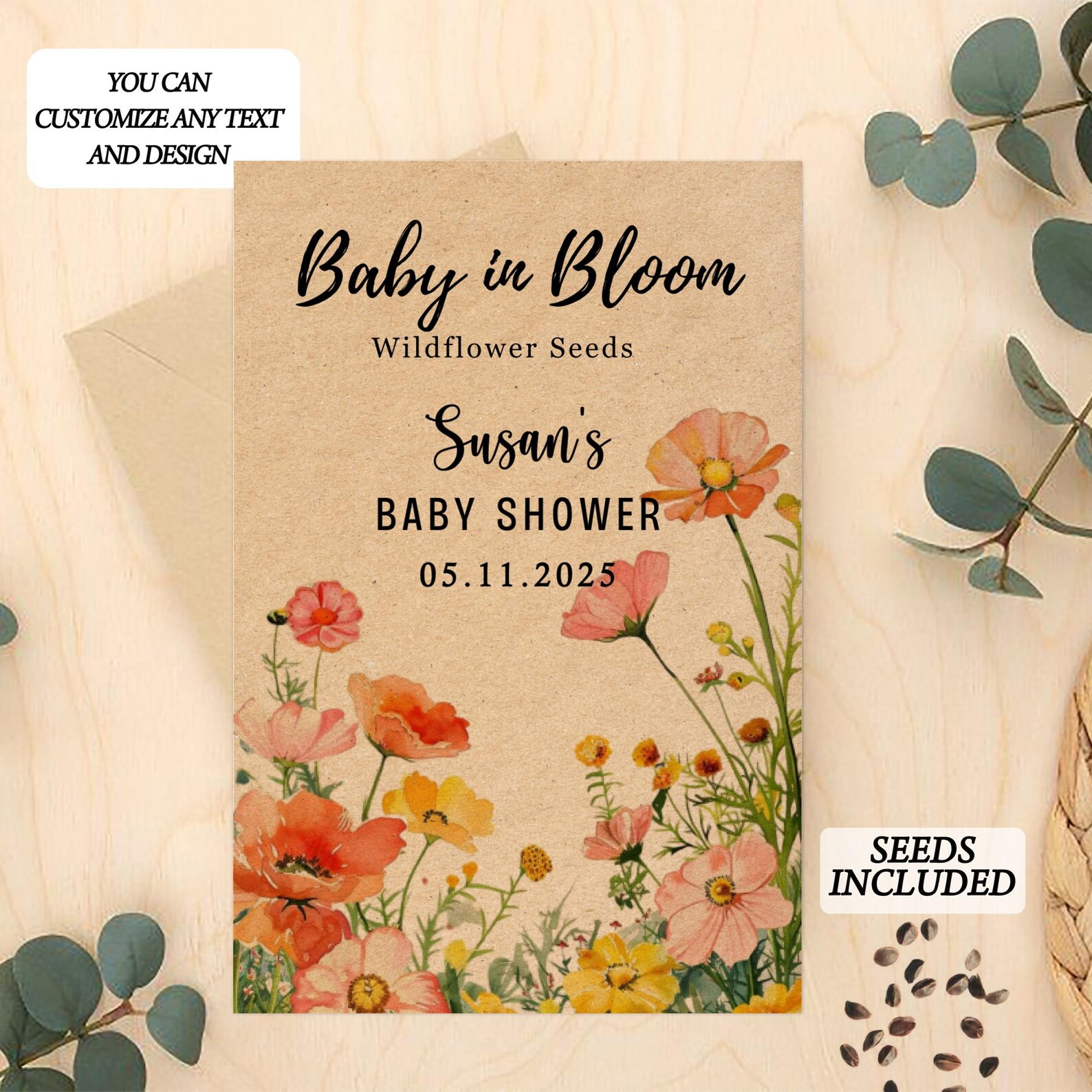 Personalized Baby Shower Seed Packets: Wildflower Favor - Etsy