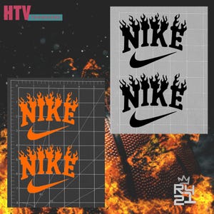 Iron-on Fire Swoosh Logo HTV Heat Transfer – Custom Design for Shirts ...