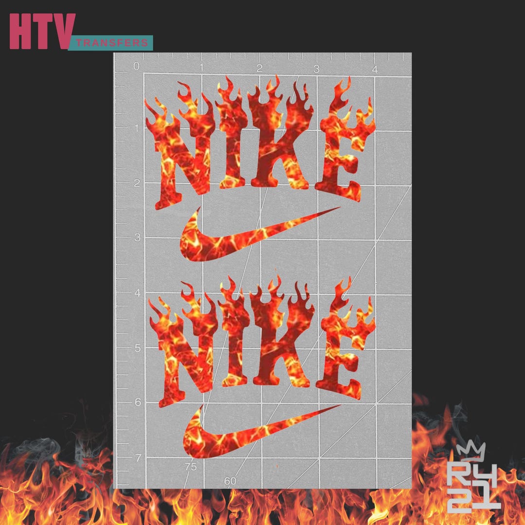 Iron-on Fire Swoosh Logo HTV Heat Transfer – Custom Design for Shirts ...