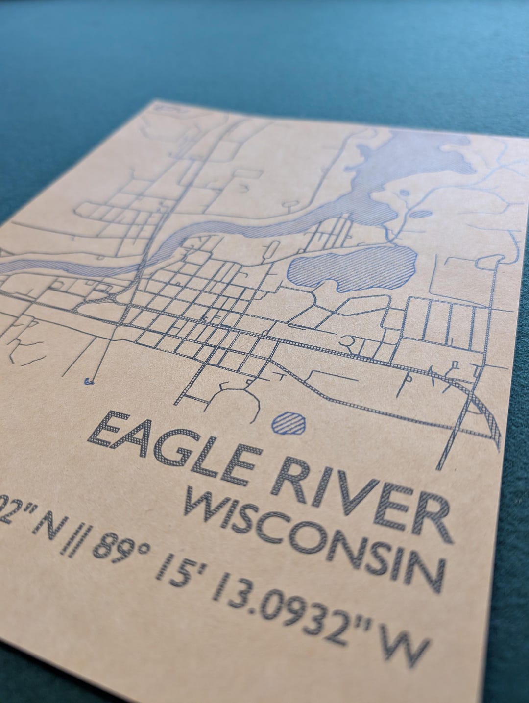 Eagle River, Wisconsin Map Drawing Artwork - Travel Art Print for Home ...