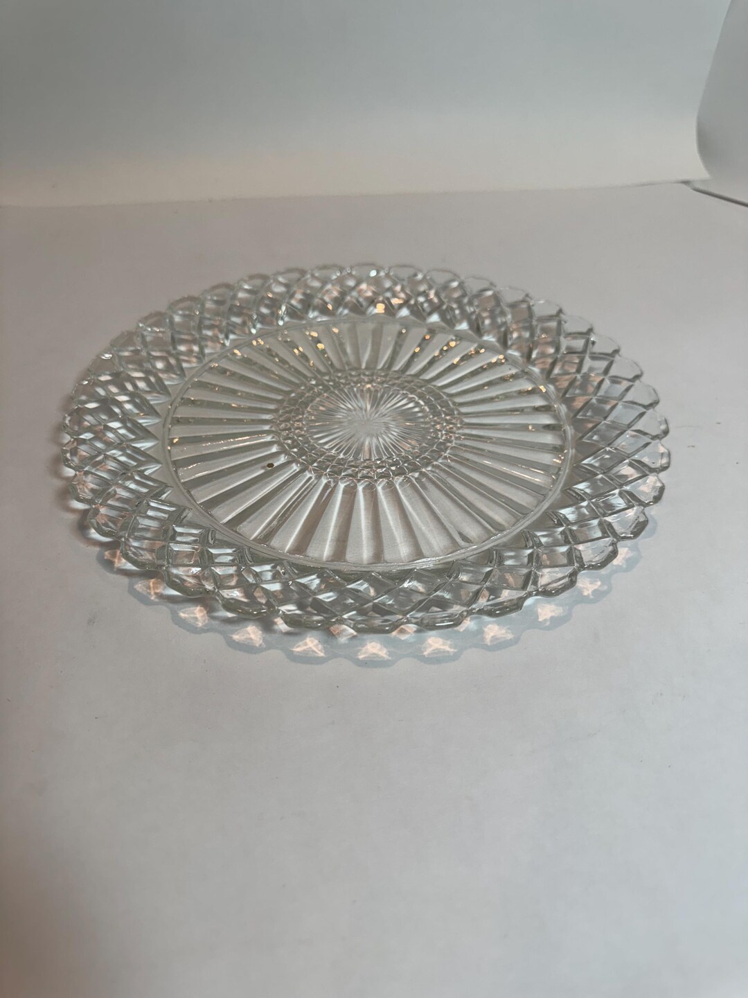 Vintage Hocking Crystal Waterford Waffle 9.5-inch Dinner Plate ...