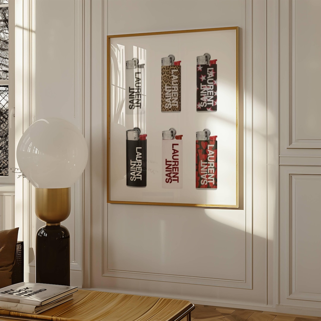 Vintage Retro Print, Trendy Wall Art, Retro Saint Laurent Lighters, YSL ...