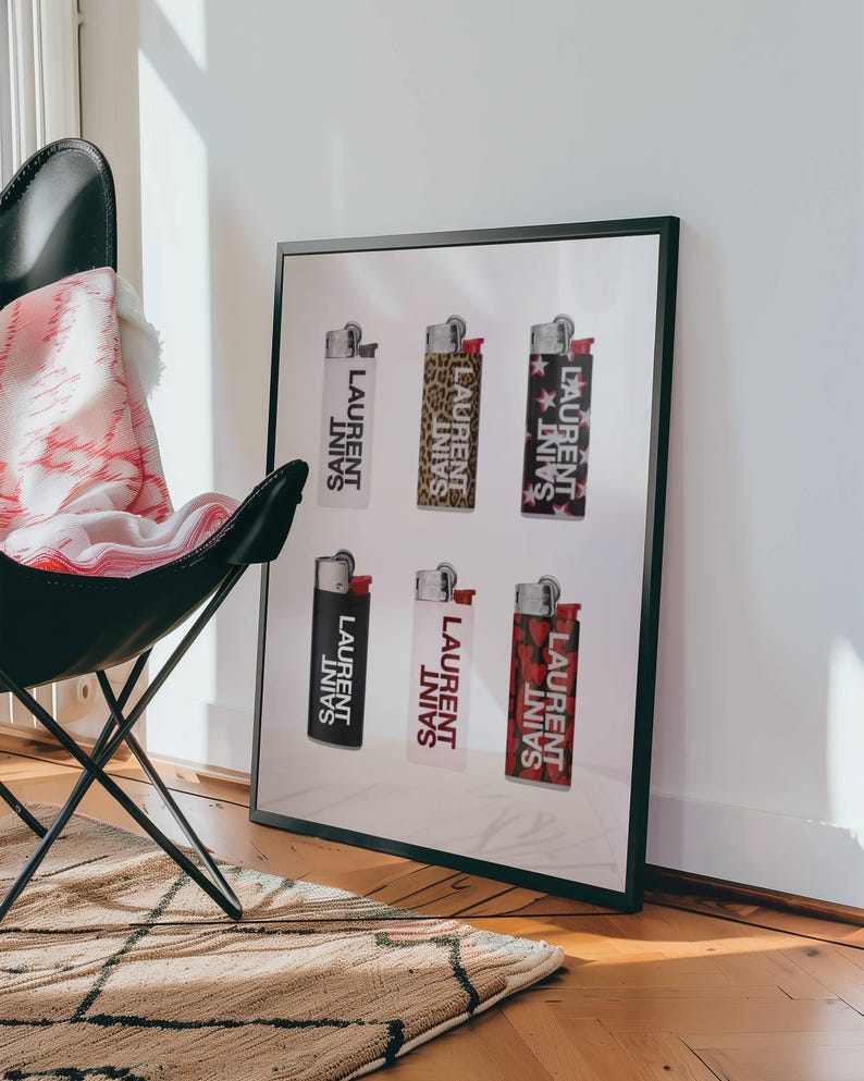 Vintage Retro Print, Trendy Wall Art, Retro Saint Laurent Lighters, YSL ...