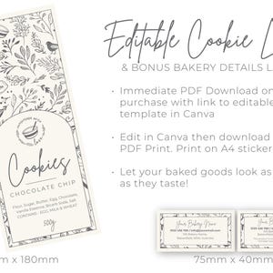 EDITABLE DIGITAL Whimsical Cookie and Baked Goods Label, Flavour ...