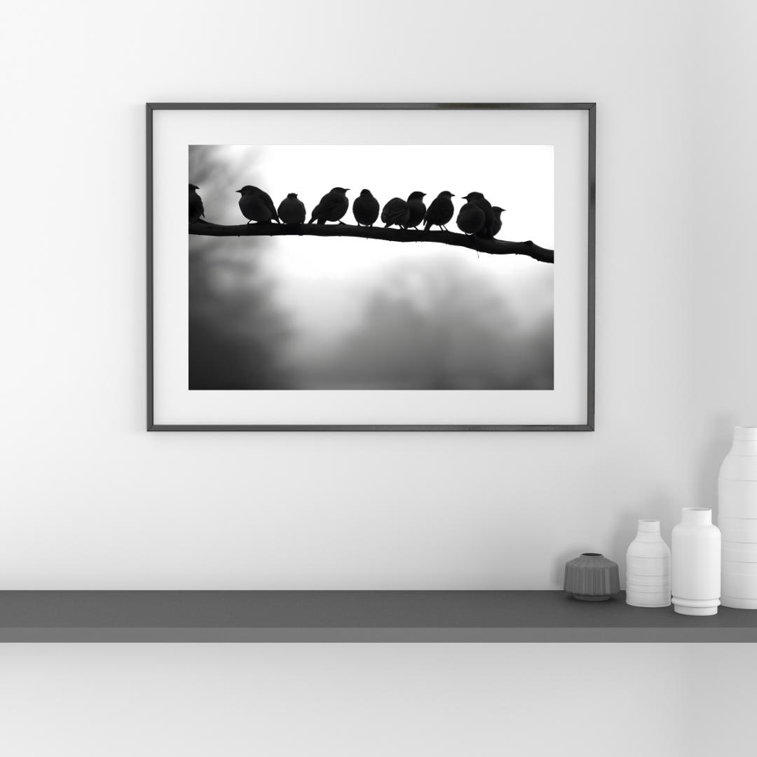 Avian Assembly Wall Art, Office Hotel, Home Decor, Small Birds on ...