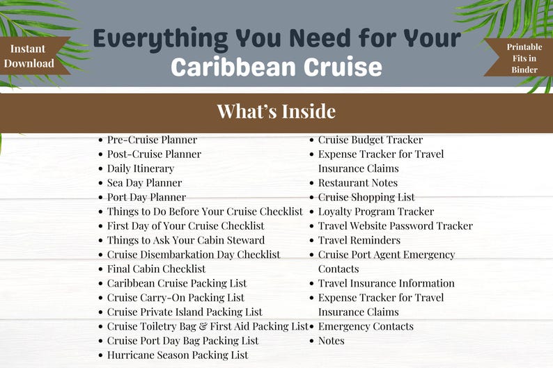 Caribbean Cruise Travel Planner, Cruise Packing Lists, Cruise ...