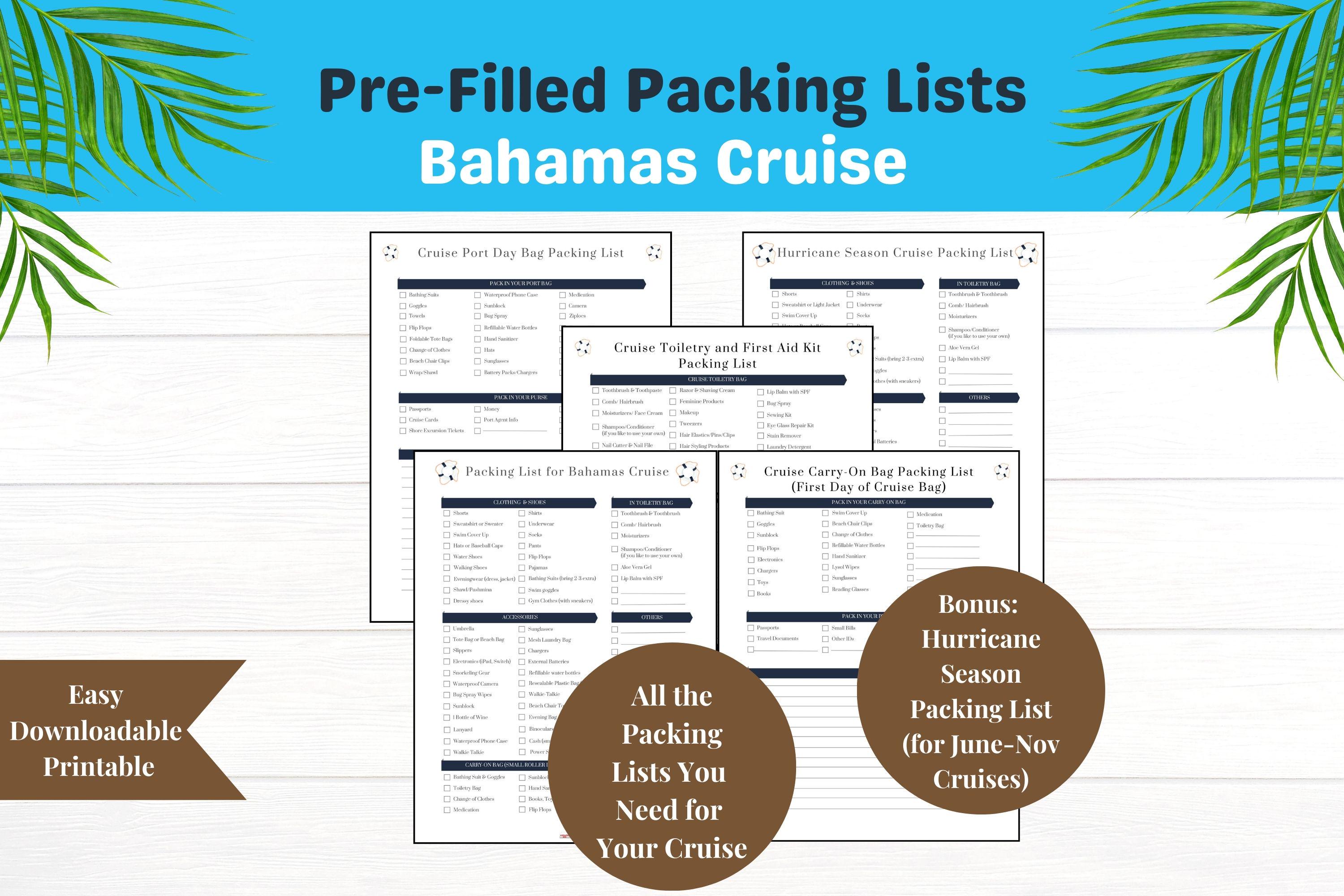 Bahamas Cruise Travel Planner, Cruise Packing List, Cruise Checklist ...