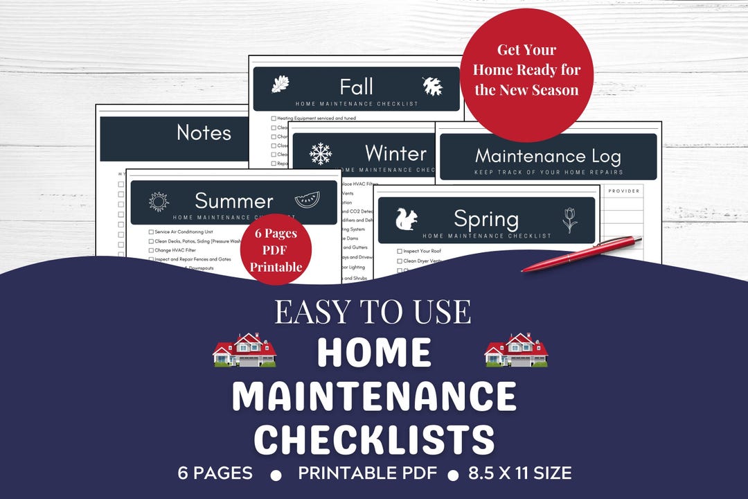Home Maintenance Checklist PDF: Home Maintenance Binder, Home ...