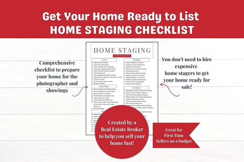 First Time Home Seller Checklist: Open House Checklist, Home Staging ...