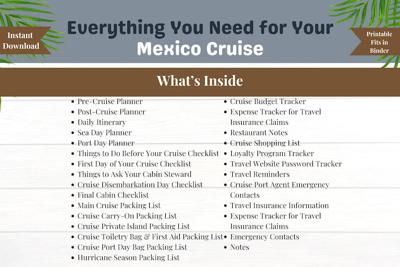 Mexico Cruise Travel Planner, Cruise Packing List, Cruise Budget ...