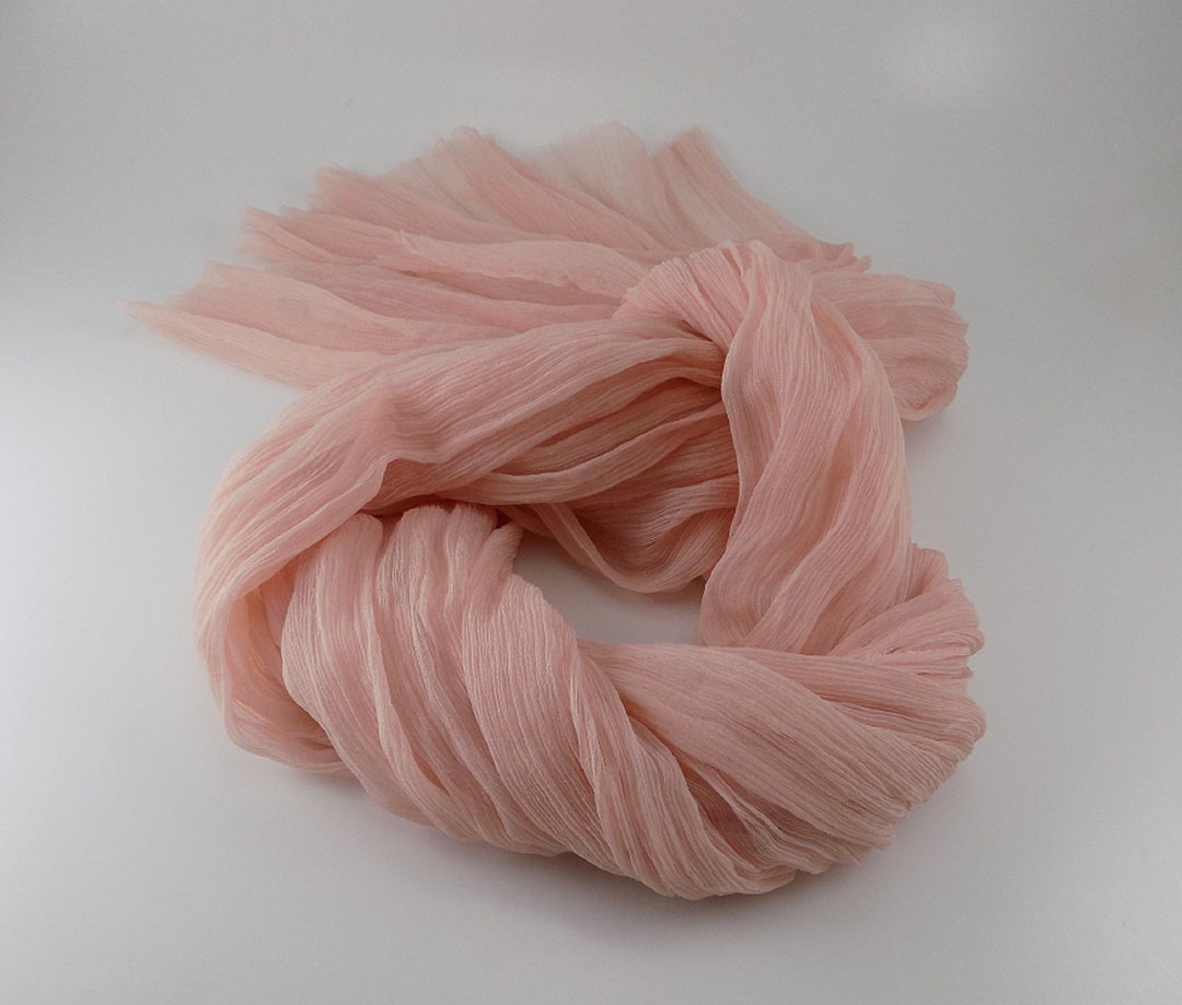 Blush Pink Wrinkle Mulberry Silk Scarf, Small Lightweight Scarf With ...