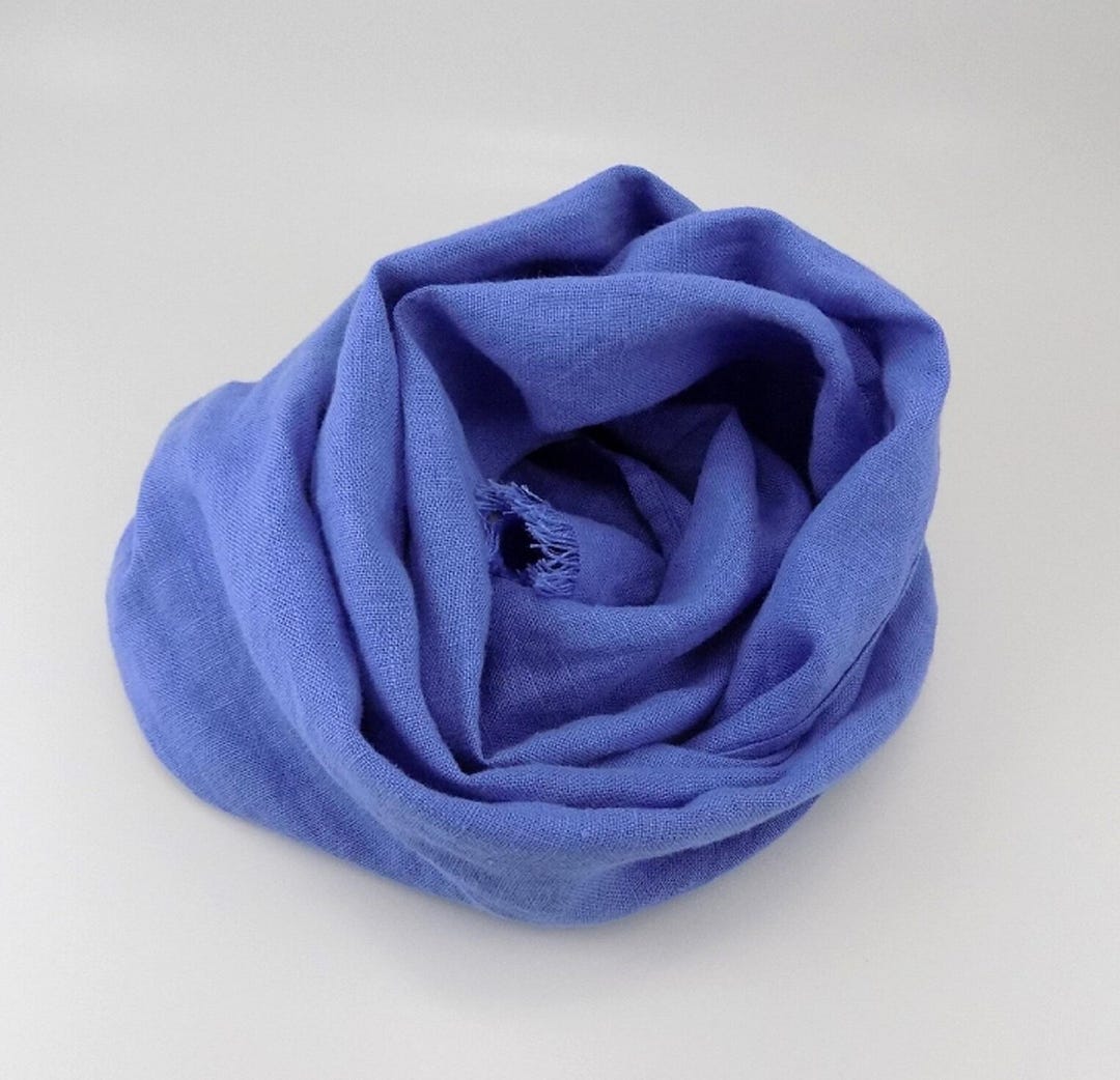 Periwinkle Fringe Linen Scarf, Small Purple Blue Accent Scarf - Etsy