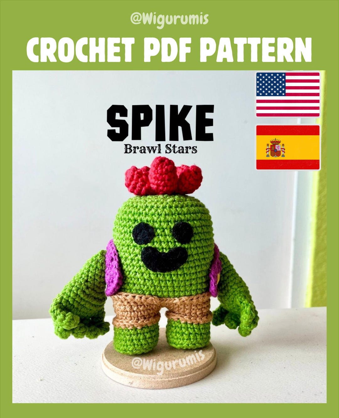 Spike - Brawl Stars Crochet PDF Pattern - Amigurumi ENG - ESP - Etsy