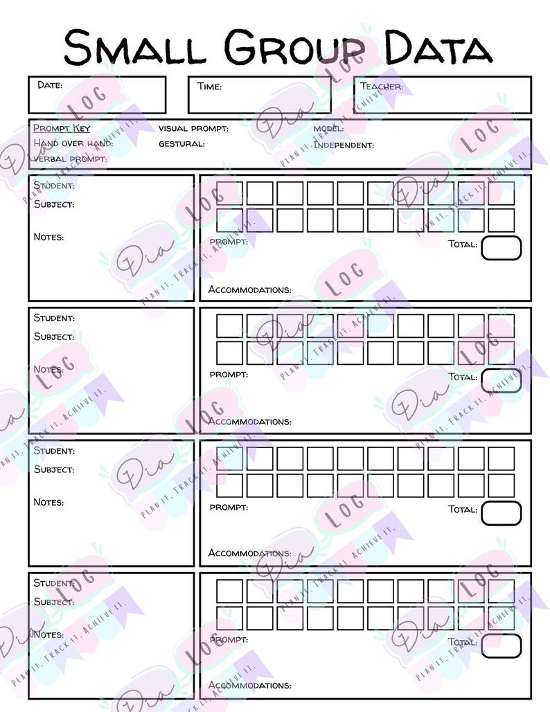Printable Small Group Data Sheet | Student Progress Tracking | Digital ...