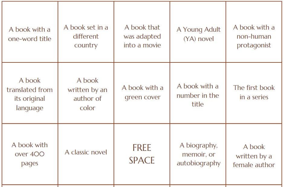 Book Bingo Card | Printable Reading Challenge (digital Download) - Etsy