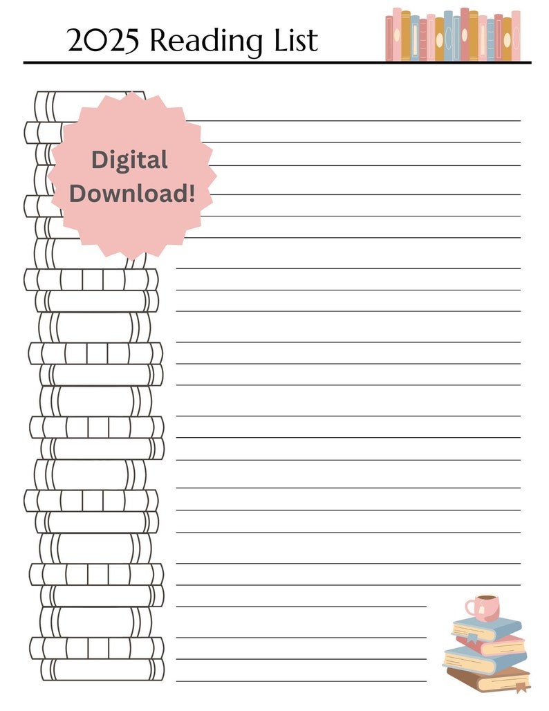 Bookshelf Reading Tracker | 2025 Book List | Instant Download ...