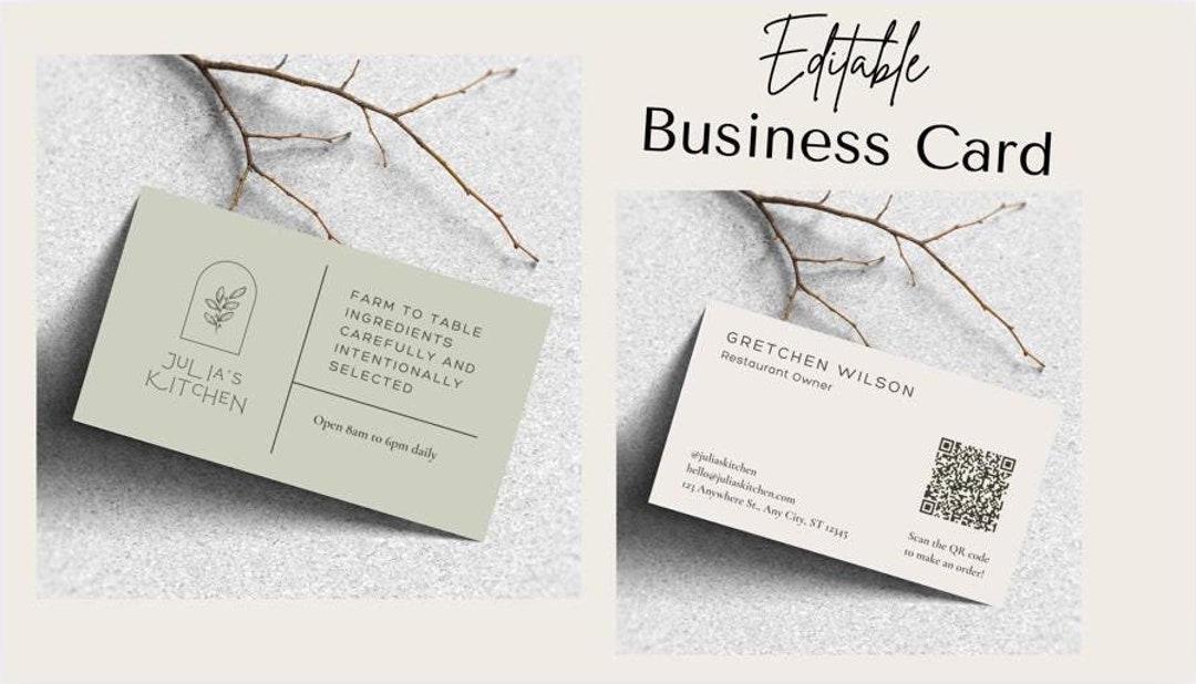 Editable Restaurant Owner Business Card Template - Etsy