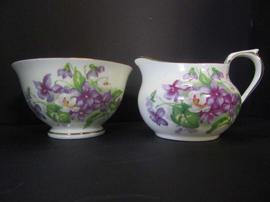 Sutherland English Bone China Cream and Sugar Set "devon Violets" - Etsy
