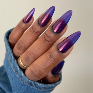 Candlelit Scrawl - Inky Purple Jelly Nail Polish With Orange Shimmer - Etsy