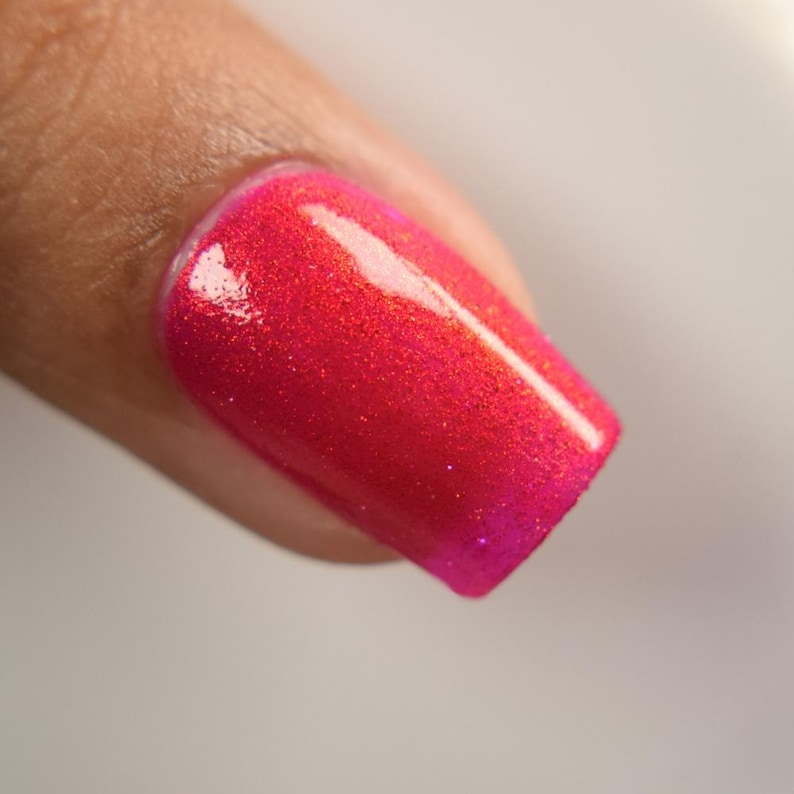 Flame Wall - Vibrant Red Nail Polish With Orange Shimmer - Etsy