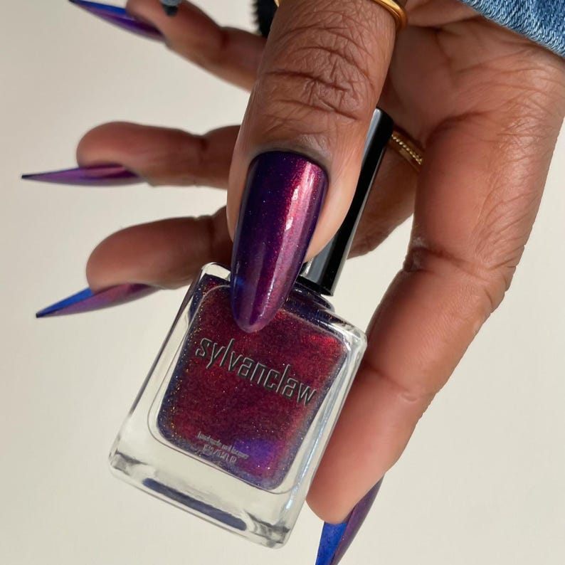 Candlelit Scrawl - Inky Purple Jelly Nail Polish With Orange Shimmer - Etsy
