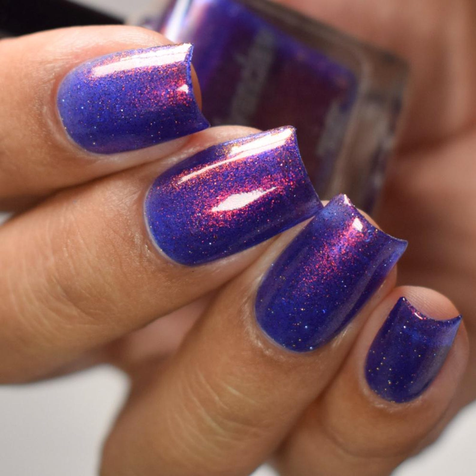 Candlelit Scrawl - Inky Purple Jelly Nail Polish With Orange Shimmer - Etsy
