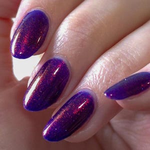 Candlelit Scrawl - Inky Purple Jelly Nail Polish With Orange Shimmer - Etsy