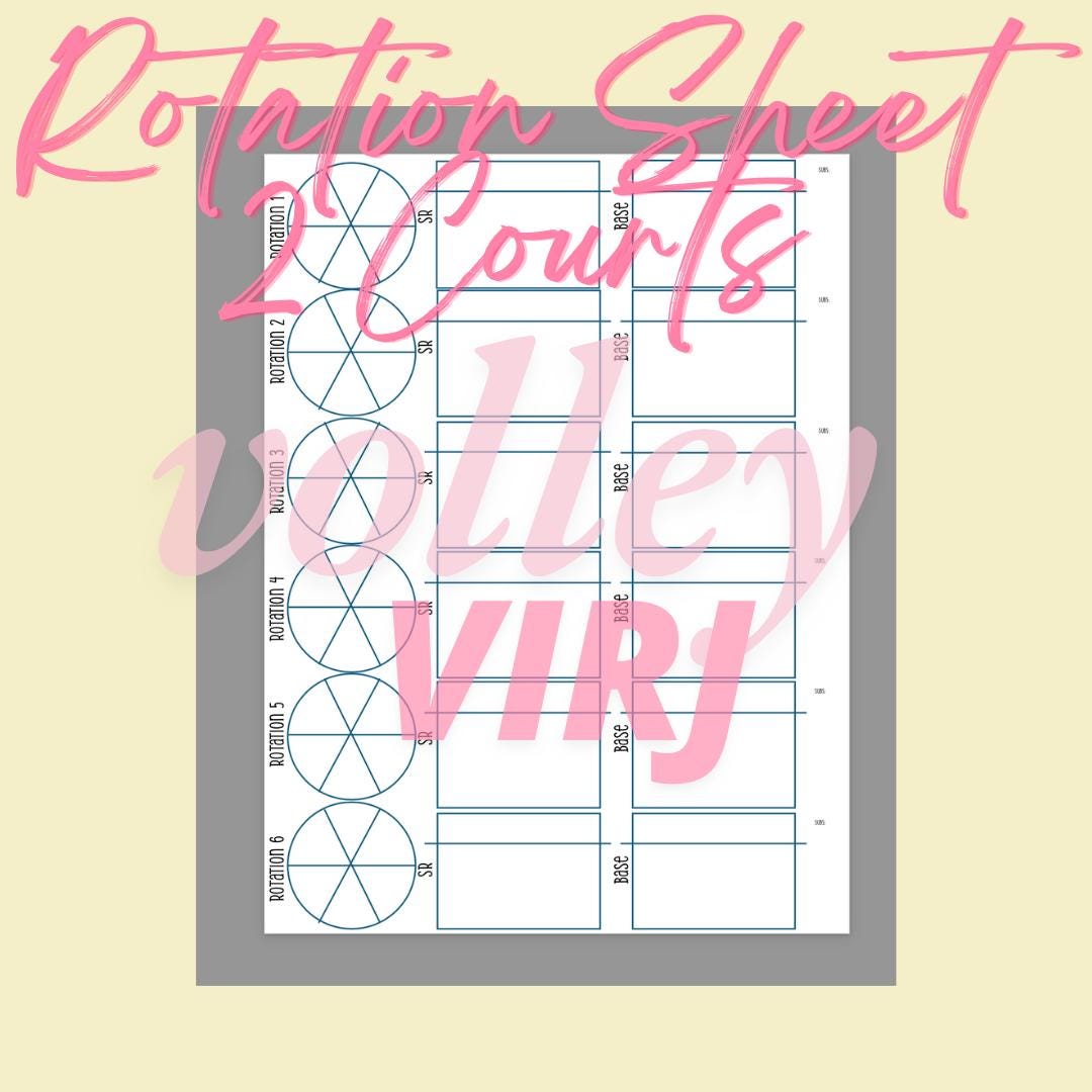 Volleyball Rotation Sheet - 2 Courts | Lineup Management - Etsy