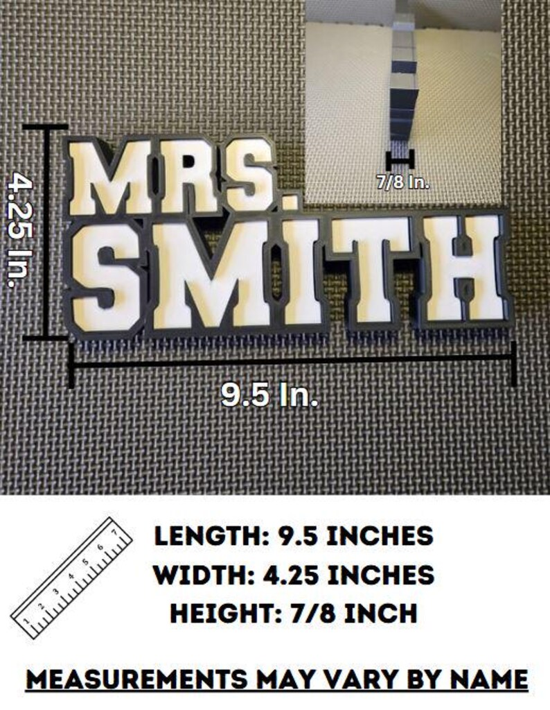 Custom 3D Printed Name Plate: Varsity Style Desk Sign - Etsy