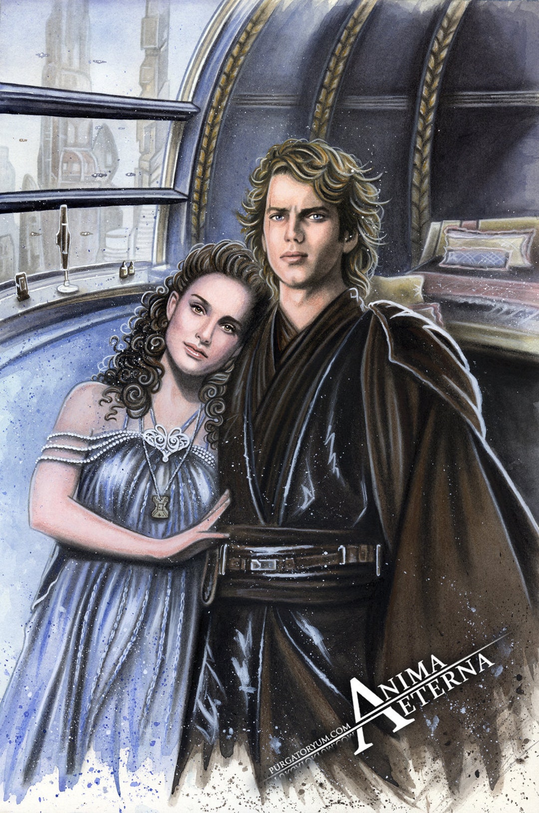 A Moment With His Angel Star Wars Traditional Art Watercolor Painting ...